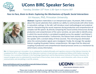 Talk: Uri Hasson, Princeton University | Brain Imaging Research Core